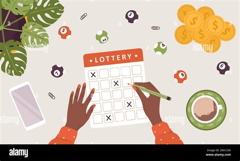 Lottery Game African Female Hand Drawing Crosses On Ticket With Pen