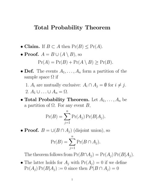 Total Probability And Bayes Theorem Presentation