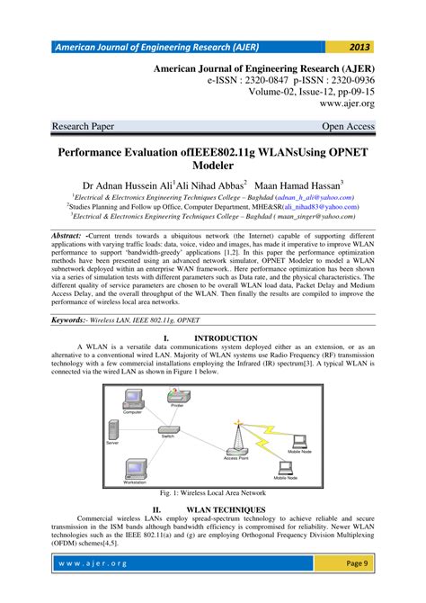 Pdf Performance Evaluation Ofieee80211g Wlansusing Opnet Modeler