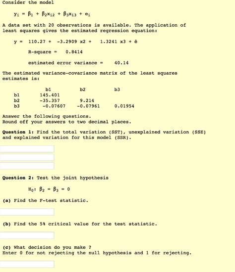 Solved Consider The Model A Data Set With Observations Is Chegg
