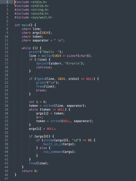 Solved The Following Code Is A Shell In C The Functionality