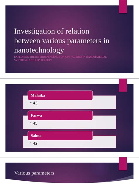 Investigation Of Relation Between Various Parameters In Nanotechnology