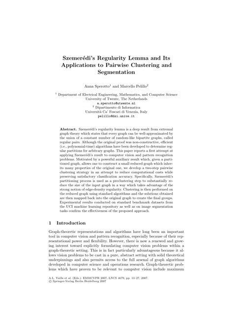 Pdf Szemerédis Regularity Lemma And Its Applications To Pairwise