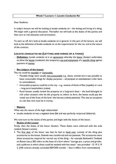 Week 7 Lecture 1 Roman Law Notes On The Terms Work Week 7 Lecture