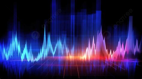 3d Illustration Of Music S Frequency Spectrum With Blue Sound Waves And Light Stripes On An