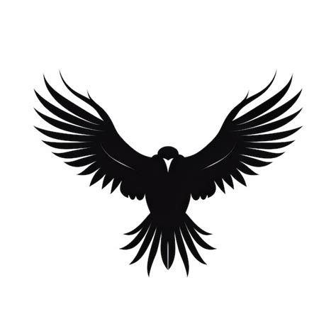 Premium Ai Image Black Crow Vector Art Logo With Symmetrical Wings