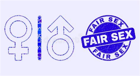 Blue Scratched Fair Sex Stamp Seal And Gender Symbols Mosaic Stock Vector Illustration Of