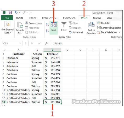 Cara Menyortir Data Worksheet Di Excel 2013