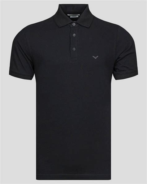 【ЧЕРНА СТРУКТУРНА ТЕНИСКА С ЯКА И БРОДЕРИЯ ЛОГО】Цена • • 230110131660 2 — Teodor