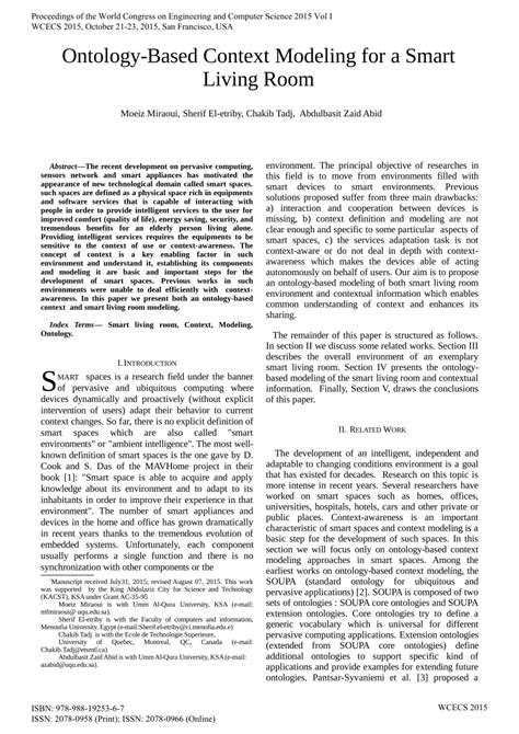 Pdf Ontology Based Context Modeling For A Smart Living Room