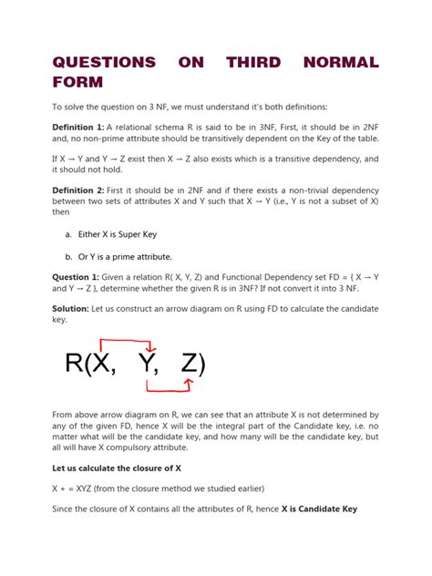 Questions On Third Normal Form Pdf Data Information Retrieval