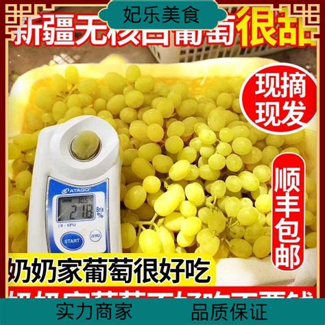 新疆吐鲁番白葡萄无核当季新鲜水果无籽小葡萄马奶青提子5斤 阿里巴巴