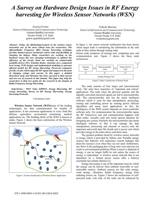 Pdf A Survey On Hardware Design Issues In Rf Energy Harvesting For Wireless Sensor Networks Wsn