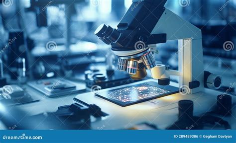 Scientist Looking At A Microscope Laboratory Worker Doing His Work With Microscope In The