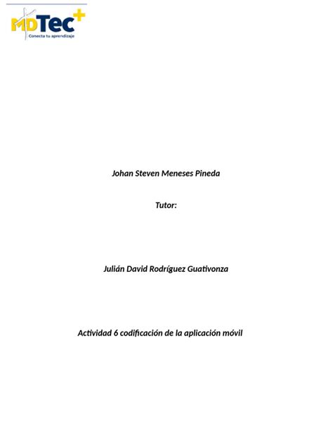Actividad 6 Codificación De La Aplicación Móvil Pdf Software De La