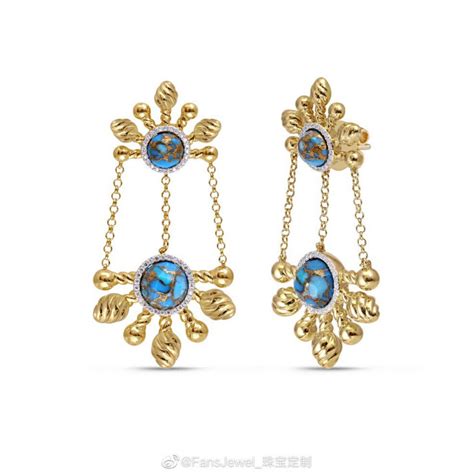 灵感来自太阳珠宝品牌LUVM JEWELRY的Sunshine Twist以太阳图案和镶嵌着绿松石和钻石的扭曲金属设计为特色