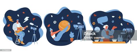 여자의 만화 벡터 일러스트 레이 션은 전구 Guirland로 방을 꾸미고 있습니다 교육에 대한 스톡 벡터 아트 및 기타 이미지 교육 귀여운 레코드 아날로그 오디오