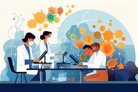 Premium Vector Men And Women Scientists With Microscope Premium Vector Men And Women Scientists With Microscope
