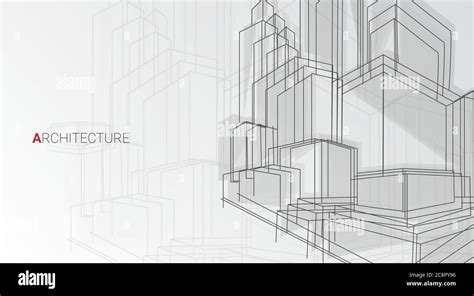Vector Background With Abstract Architectural Sketch Of Buildings Panorama Stock Vector Image