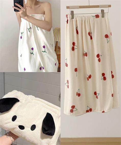 당일출고 골프 샤워 가운 골프장 목욕 타올 치마 수건 원피스 가운 플라워 패턴 랩가운 에이블리