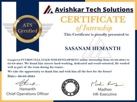 sasanam hemanth on linkedin pythondevelopment fullstack webdevelopment django techinternship