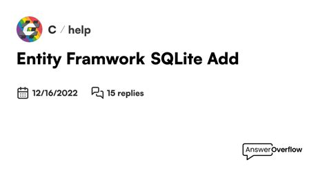 Entity Framwork Sqlite Add C