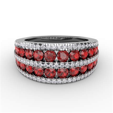 Chasing Bliss Ruby And Diamond Stacked Row Ring Cooper And Binkley