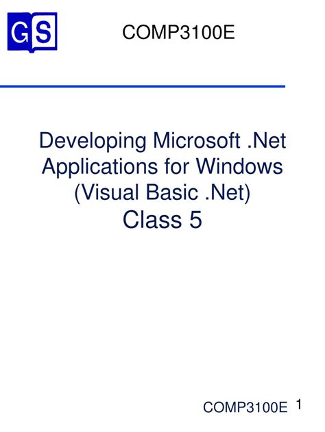 Ppt Developing Microsoft Net Applications For Windows Visual Basic