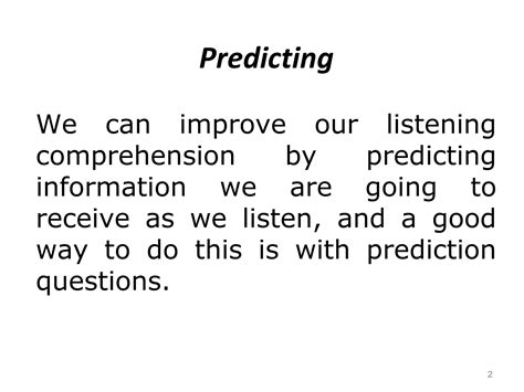 Listening And Speaking Predicting Ppt