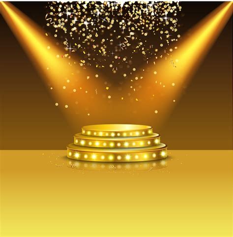 무대 배경에 빛나는 스포트라이트 프리미엄 벡터