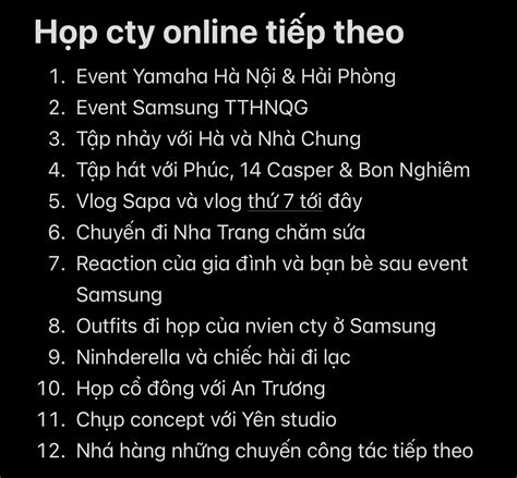 hông có dí sếp họp đâu chỉ là viết ra cho đỡ quên thui từ giờ tới lúc có lịch họp thật thì sẽ