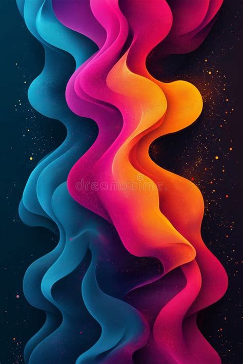 Abstract Colorful Wave Patterns In Vibrant Shades Of Blue Orange And Pink Stock Image Image
