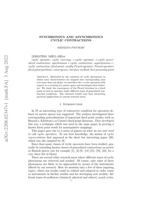 Pdf Synchronous And Asynchronous Cyclic Contractions