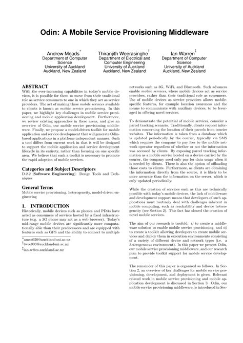 Pdf Odin A Mobile Service Provisioning Middleware