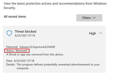 Windows Defender Protection History Unable To Remove Threat Entry