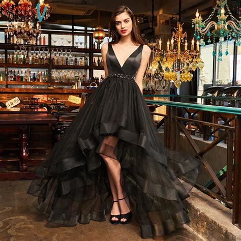 Dressv Black Sample Cocktail Dress Elegant V Neck Zipper Up A Line