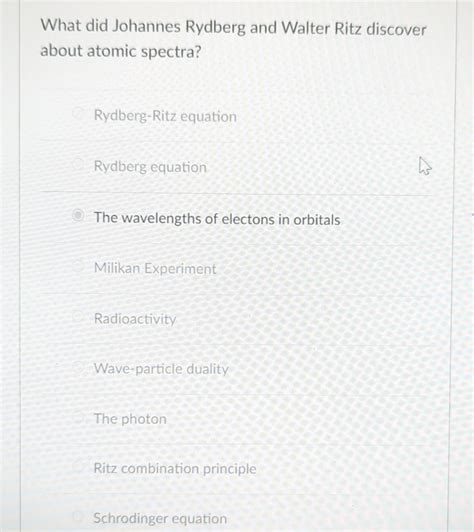 Solved What Did Johannes Rydberg And Walter Ritz Discover
