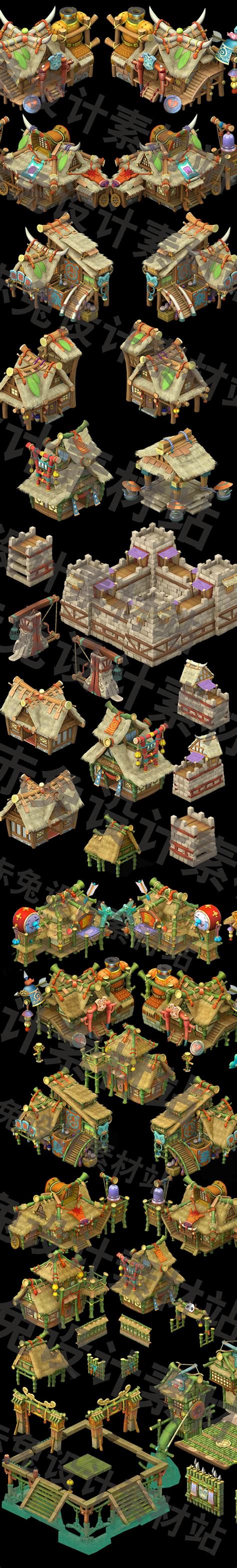 游戏原画资源场景2d资源横版地图手网游q版建筑场景psd单体素材 淘宝网 花瓣网