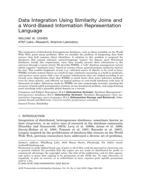 data integration using similarity joins and a word based information