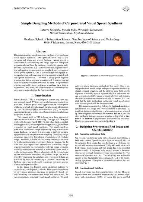 pdf simple designing methods of corpus based visual speech synthesis
