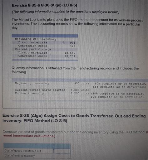 Solved Required Information Exercise 8 33 And 8 34 Algo Lo