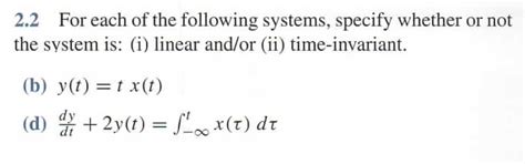 solved 2 2 for each of the following systems specify
