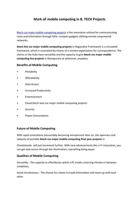 Ppt Mark Of Mobile Computing In B Tech Projects Powerpoint