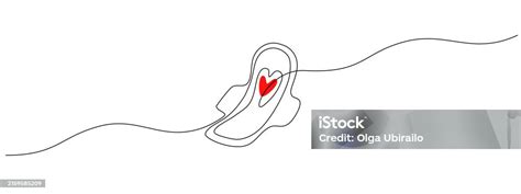 생리대와 패드의 연속적인 선화 1개 생리 주기 기호와 생리 달력 개념은 단순한 선형 스타일입니다 편집 가능한 스트로크의 위생적인