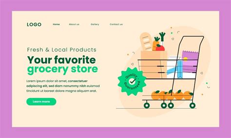 손으로 그린 슈퍼마켓 방문 페이지 템플릿 무료 벡터