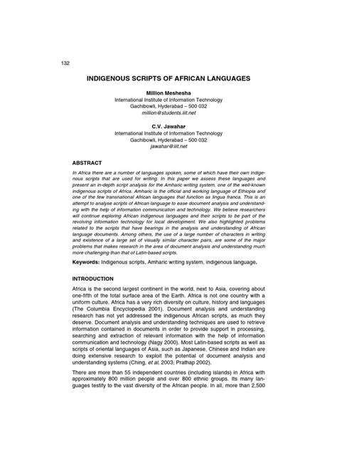 meshesha jawahar 2007 indigenous scripts of african languages pdf