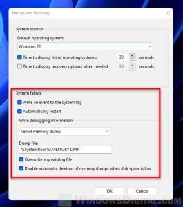 Dump File Creation Failed Due To Error In Windows 11