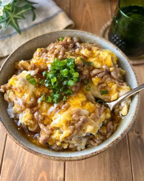 【豚ひき肉のとろたまあんかけ丼】子供受け抜群♡︎節約簡単 By Dokin ぱぱっとランチに！お夜食に！／ 子供が喜ぶ丼シリーズ