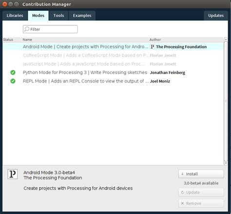 Cant Find Android Mode On The Processing Ide Linux Stack Overflow