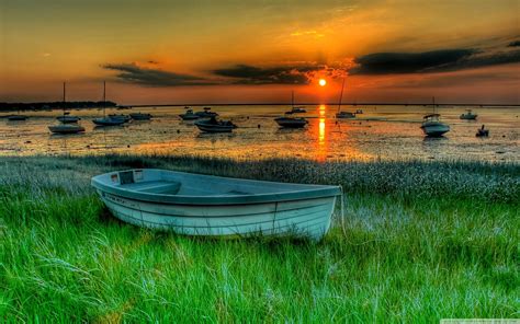 Boat At Sunset Wallpapers Wallpaper Cave